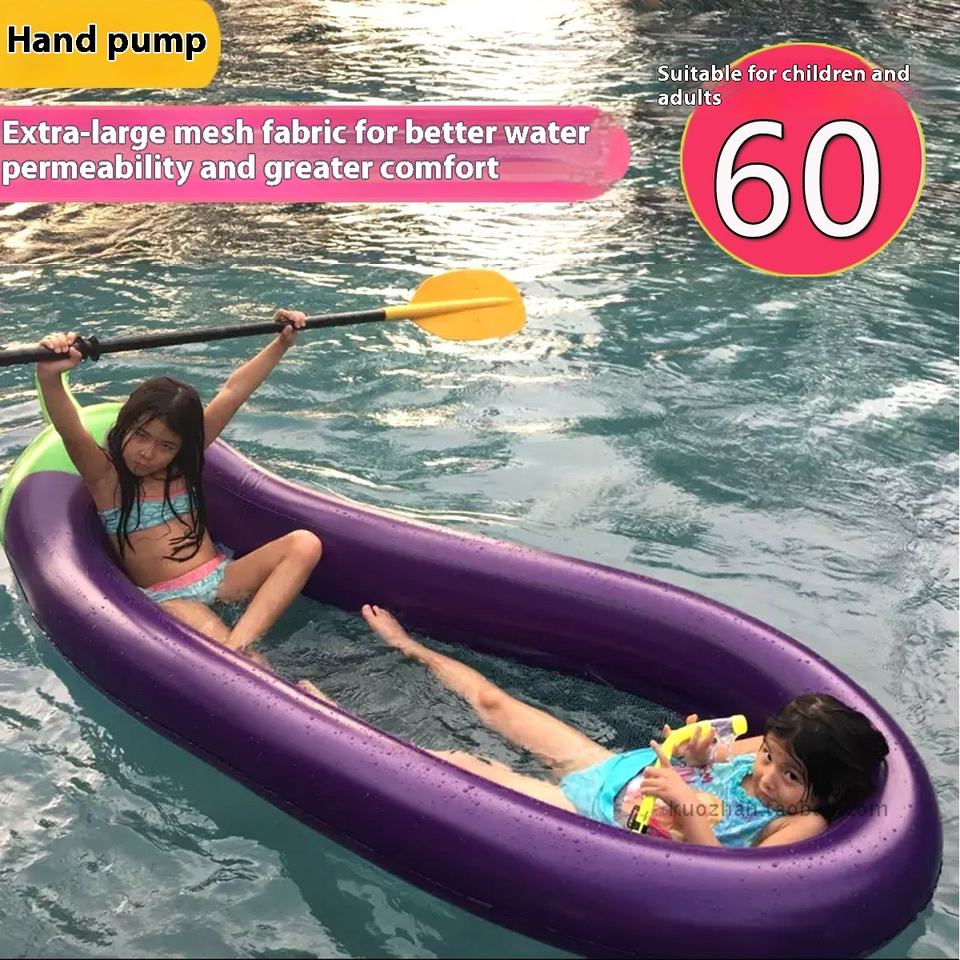 Inflatable PVC Eggplant Floating Bed Adult Children Water Row Mesh ...