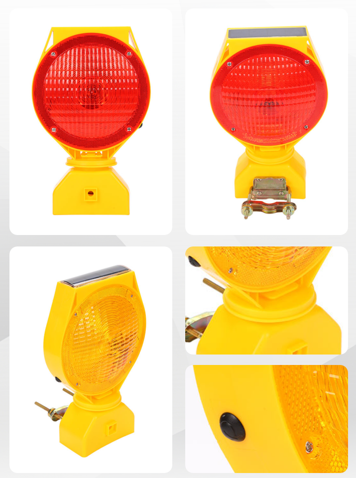 Solar Rechargeable LED Barricade Warning Lamp High-Intensity Prismatic ...