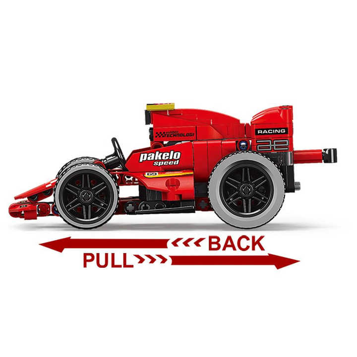 Plastic 2in1 Super Racing Pull Back Car Building Block Red F1 Model ...