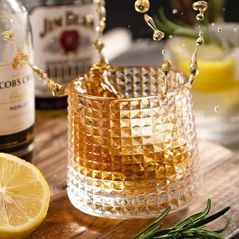 Rotary Whiskey glasses cup personality tumbler Old Fashioned glass wine cup