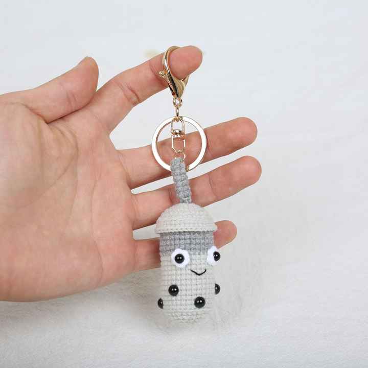 Handmade Cute Crochet Bubble Boba Milk Tea Cup Bag Charm Soft Mini ...