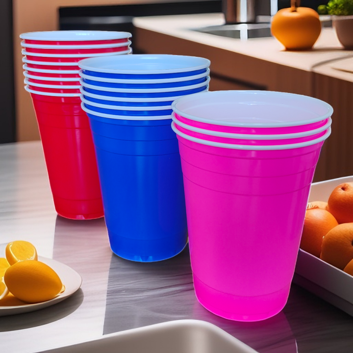 Customized Size Logo Red Blue Colorful Cup 16 Oz Plastic Disposable PP ...