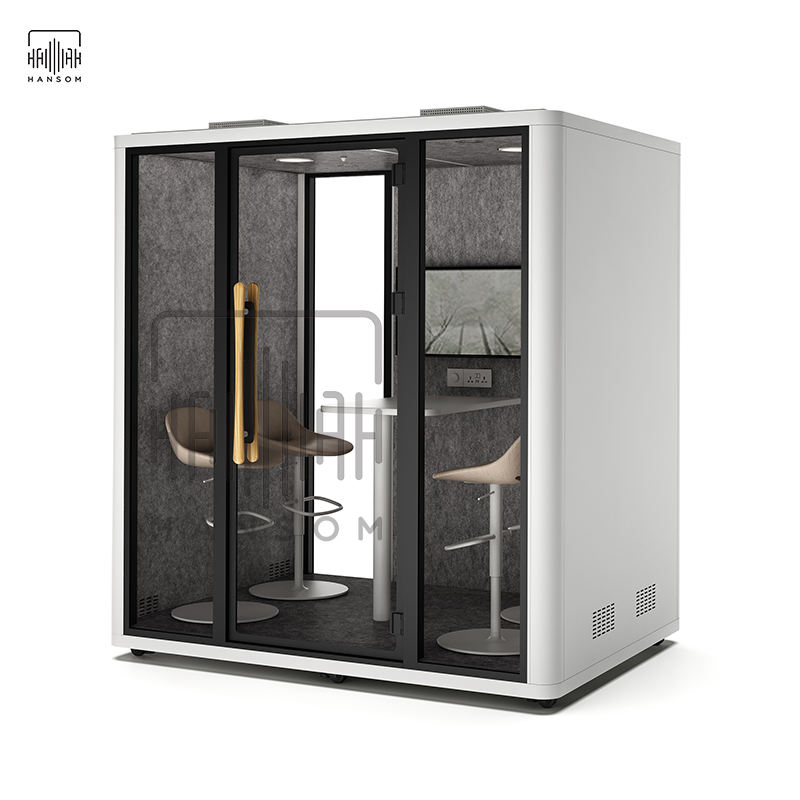 Hansom Meeting Pod for 4 Person Silence Booth Cabinet Meeting Space ...
