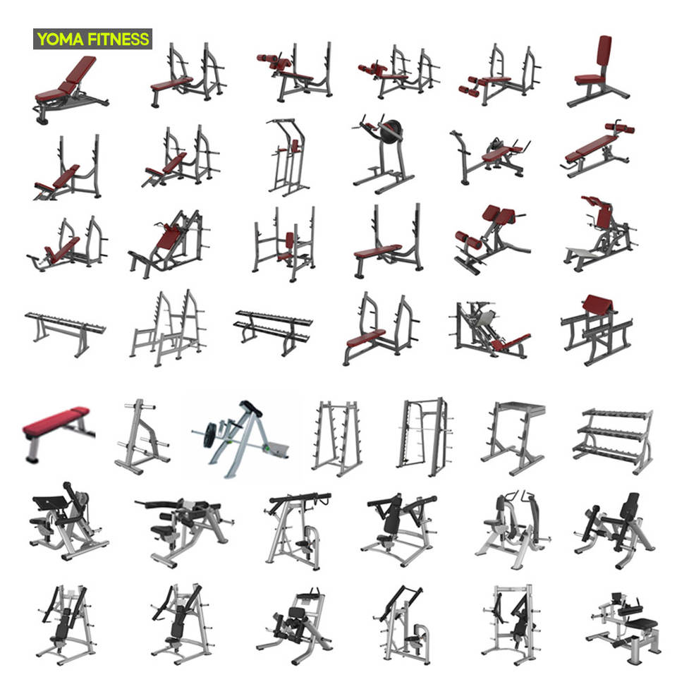 Full Set FItness Center Bodybuilding Equipment Package Free Weight ...