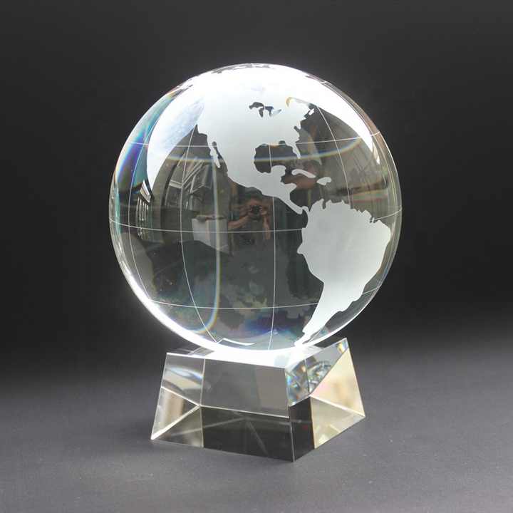 Crystal Glass World Globe Crystal Ball Rotation Crystal Globe ...