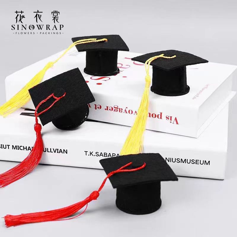 Mini Graduation Cap Black Hats with Colorful Tassels Plastic Grad Cake ...