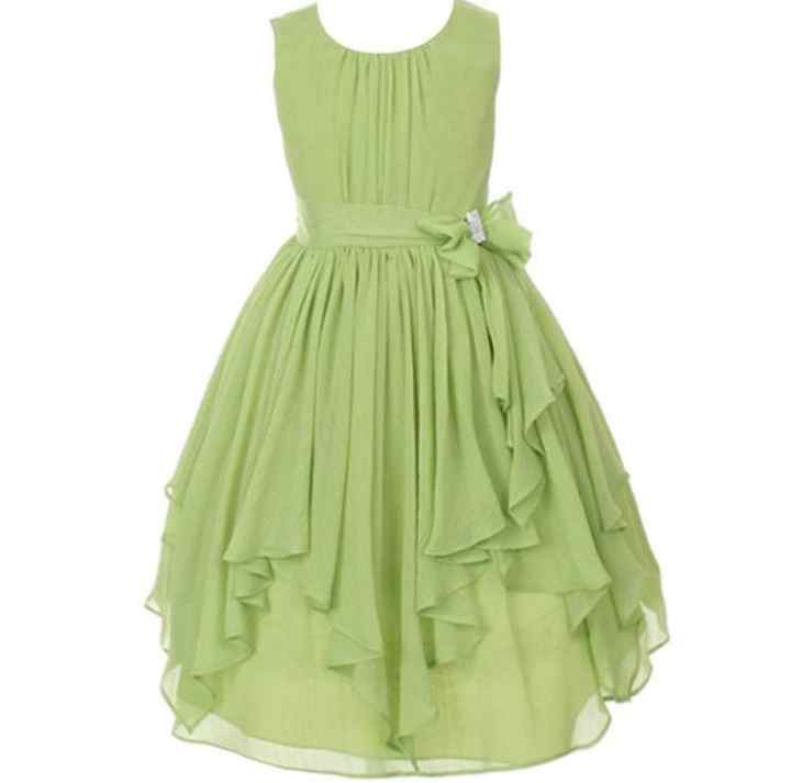 Low Price Front Short Back Long Kids Girls Chiffon Party Dress
