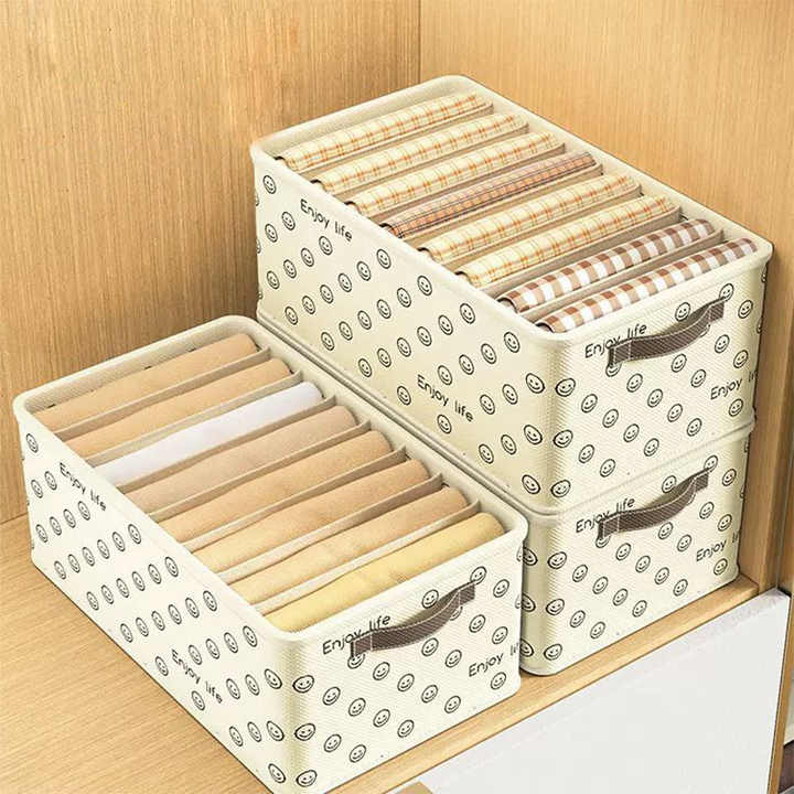 Smiley face fabric clothing storage box with handle foldable pp board ...