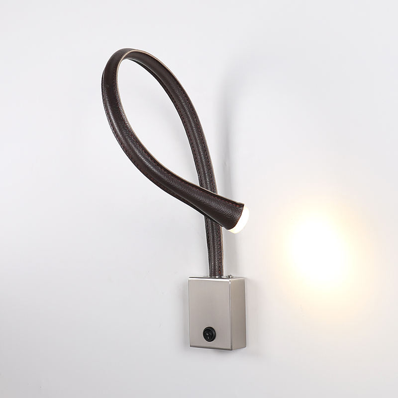 Chain Hotel Reading Light Leather Covered Flexible Gooseneck Wall Light ...