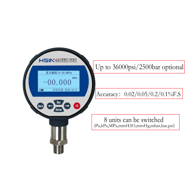 HSIN685 Digital Reference Pressure Gauge Hydraulic Pneumatic Absolute ...