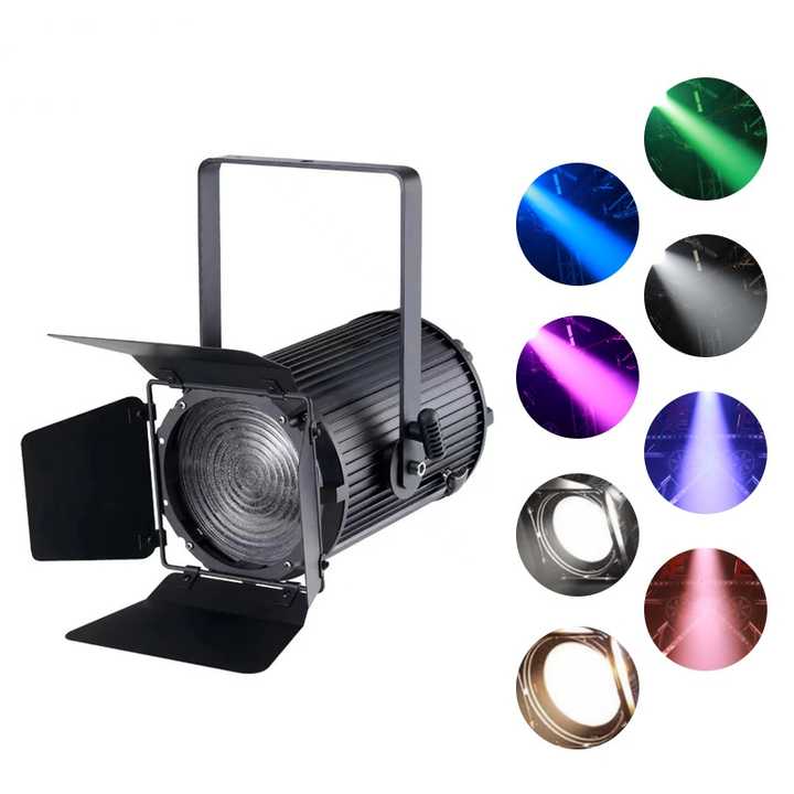 200W LED Zoom Theater Studio Light - RGBW Fresnel Spotlight