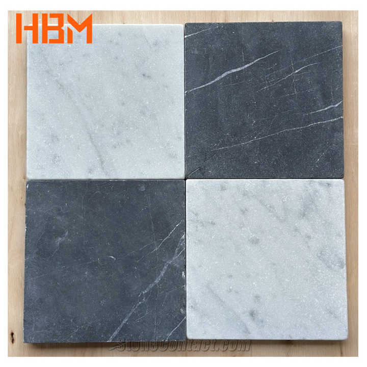 HBM Factory Price Italian Carrara White and Black Marble Tumbled ...