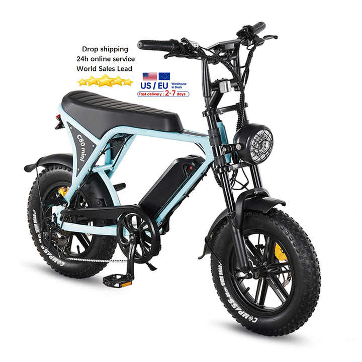 Eu warehouse ebike fatbike fat tire ebike C80 mini 16inch off road 250w electric mountain bike E ...
