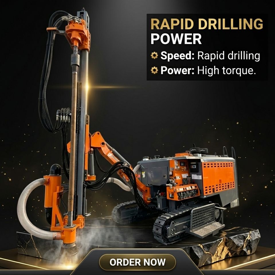 "Diesel Drilling Rig Rotary Hard Rock Air Compressor Drill Machine for ...