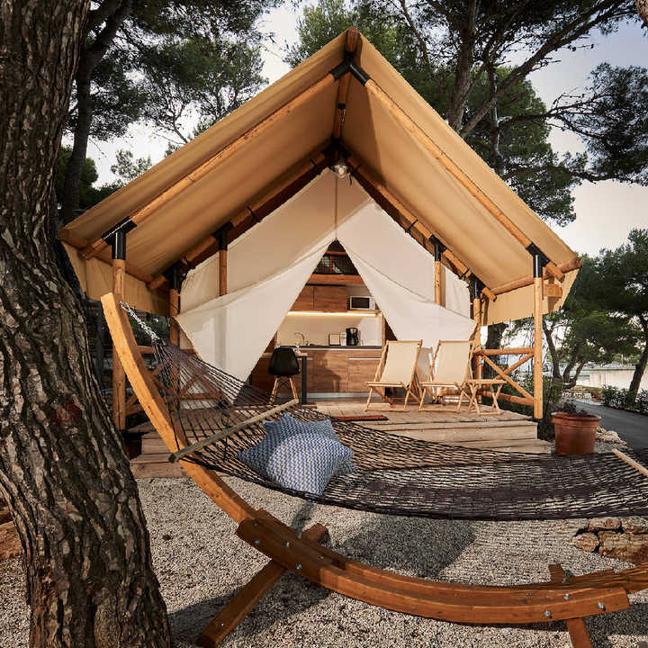 Customized Glamping Hotel Resort Villa Safari Tent Wooden Triangle Small Prefab House| Alibaba.com