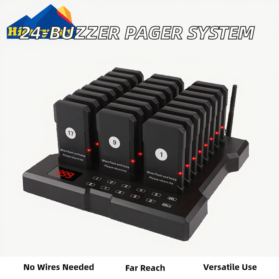 WirelessLinkx BCT-9108 24-Buzzer 433MHz 300ft Wireless Pager System for ...