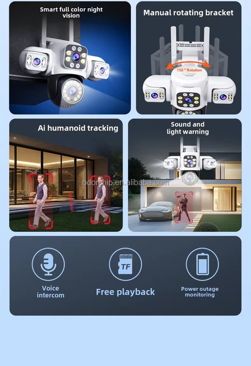 Ai Smart Cameras 12MP 4K 3 Lenses Wifi Yoosee APP Ptz IP CCTV Outdoor Wifi Intelligent Home ...