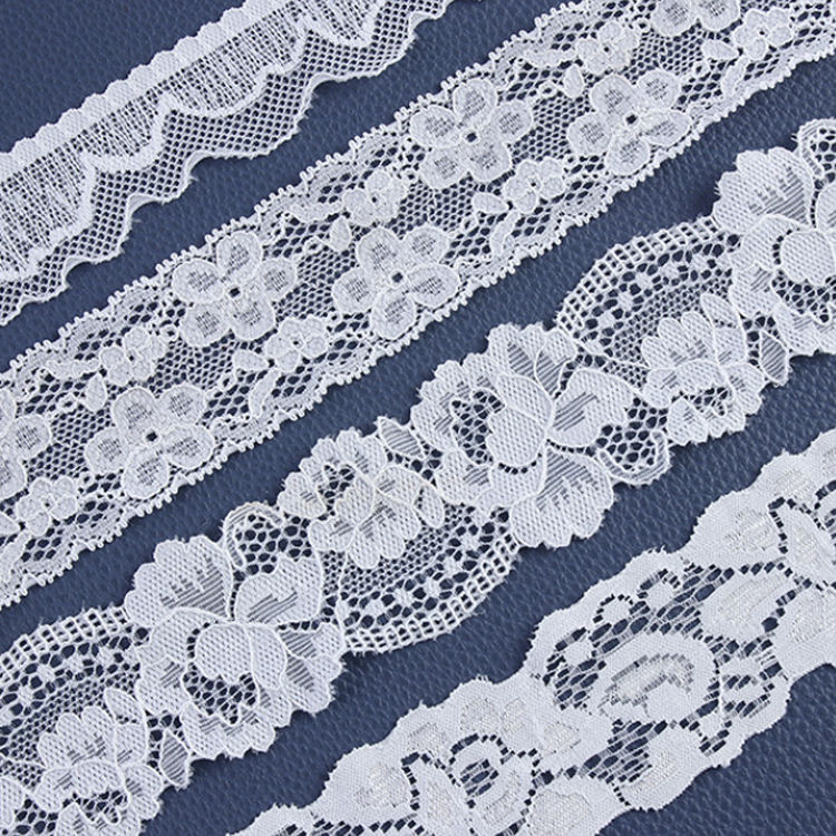 Stock Nylon Filament White Elastic Lace Fabric for Wedding Decoration ...