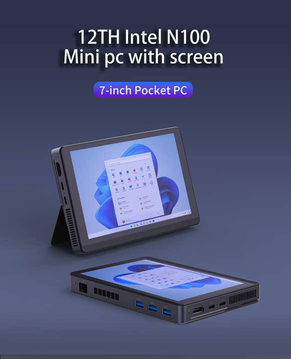 OEM 7 Inch N100 Windows11 Mini Pc Touch Screen Monitor