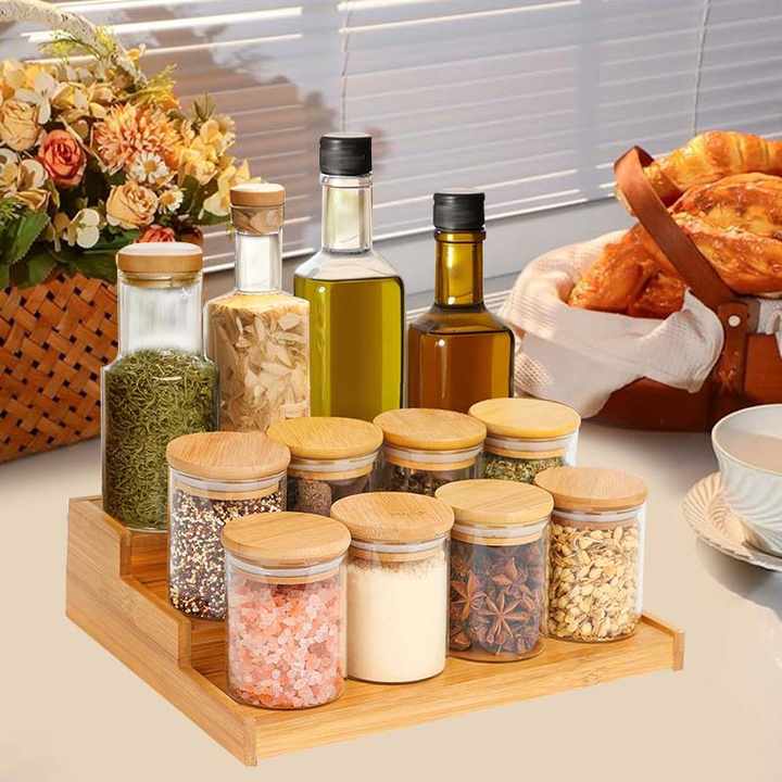 Customized 3-layer Bamboo Seasoning Display Rack, Bamboo Seasoning ...