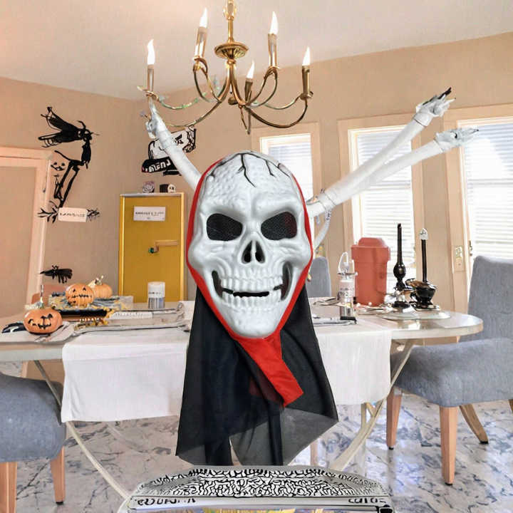 Men's and Women's Full Face Hard Plastic Ghost Masks Halloween Party ...