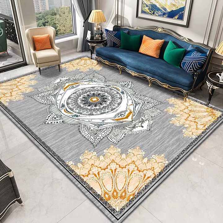 Black 3D Printed Persian Area Carpets Rugs Luxury PVC Non-slip Living ...
