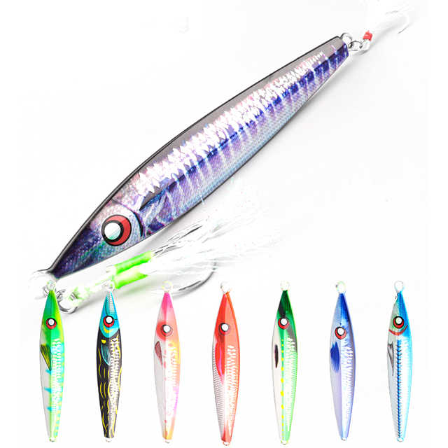 Weihai 3D 40g 60g 80g 100g 120g 150g 200g Slow Pitch Jigging Lead Fish Scale Lures Luminous ...