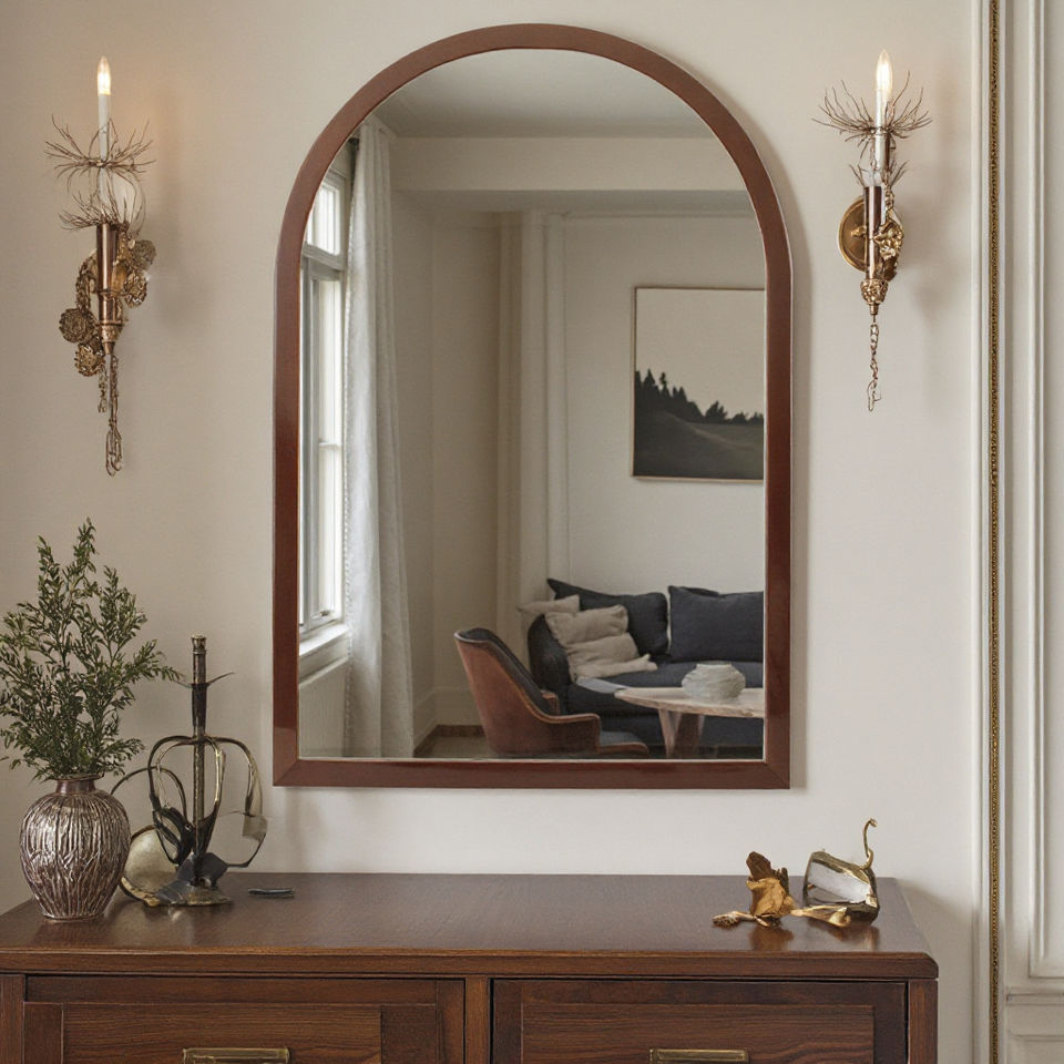 Wholesale Modern Arched Wooden Framed Mirror for Living Room Decorative ...