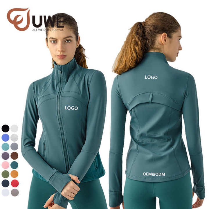 Zip Long Sleeve Sports Yoga Top Running Coat Workout Wear Gym Fitness ...