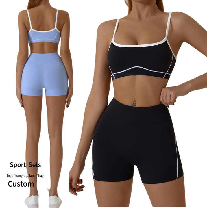 2024 New Naked Feel Gym Wear Women Sets Sport Bra and Shorts Suits Gym Fitness Sets 2 Piece ...