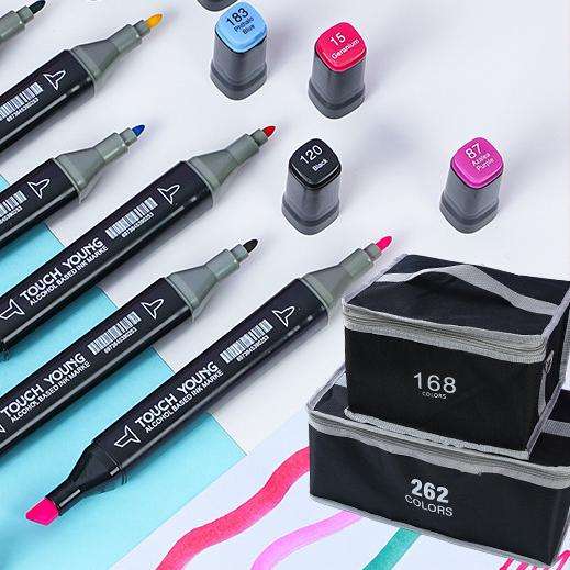 168 Color Markers Quick Dry Color Mixing Pen Set Stationery Children's ...