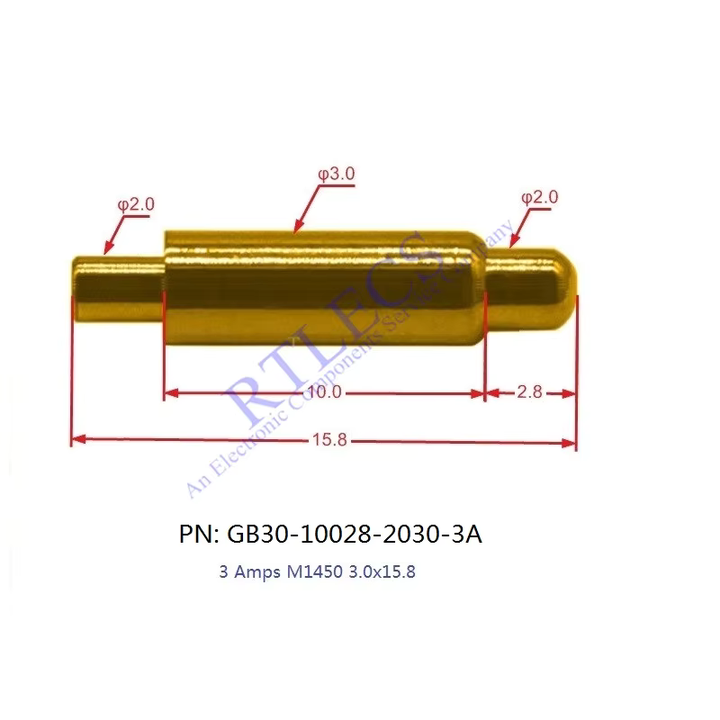Outer Diameter 3.0 MM Straight Spring Loaded Pogo Pin Connector Through ...