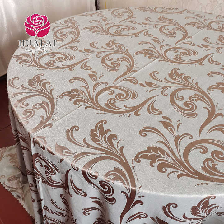 Champagne Wedding Flax Linen Jacquard Brocade Tablecloth House Roll 108 ...