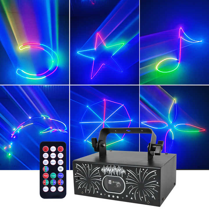 YSH RGB Laser Disco Party Light Bar 3D Animation DMX512 Remote Sound ...