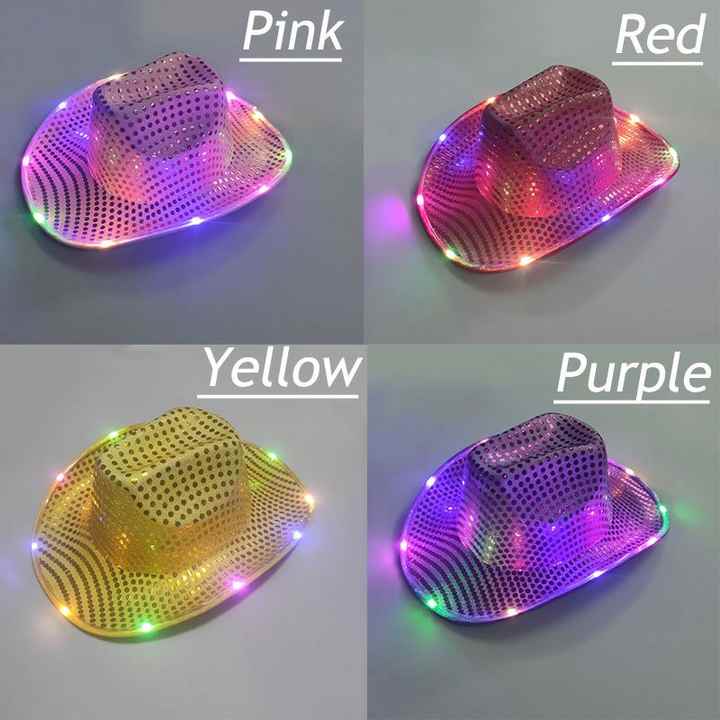 Sequin Light up LED Cowboy Hat Light up Cowboy Hat Glow Club Party ...
