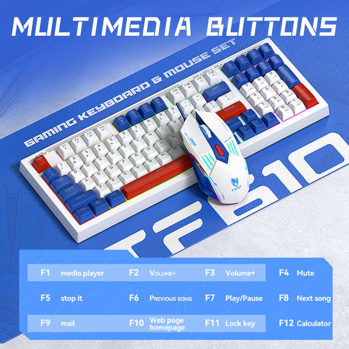 T-WOLF TF610 Gaming Keyboard - 98 Key Layout with 3600 DPI