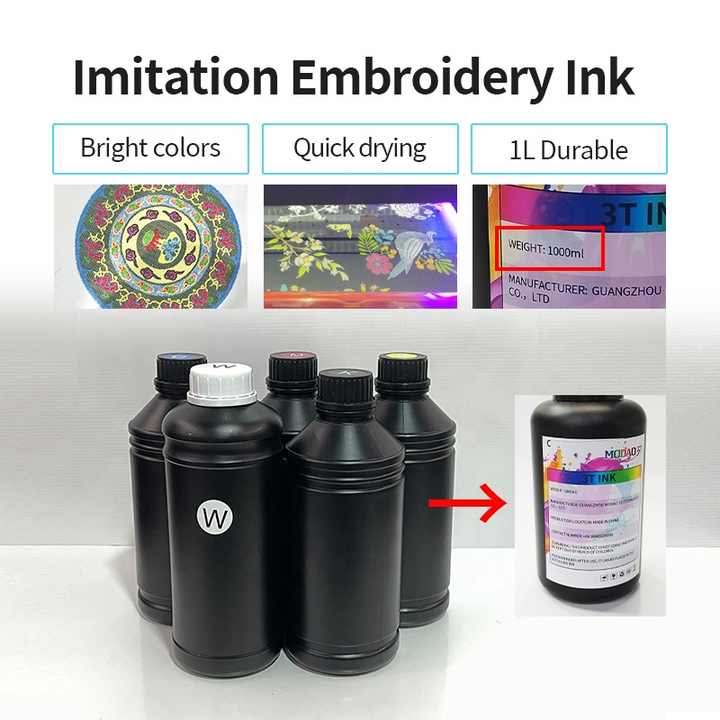 UV for DTF Inks Set for 3D Embroidery 1000ml Digital Printing Inkjet Machine for Leather ...