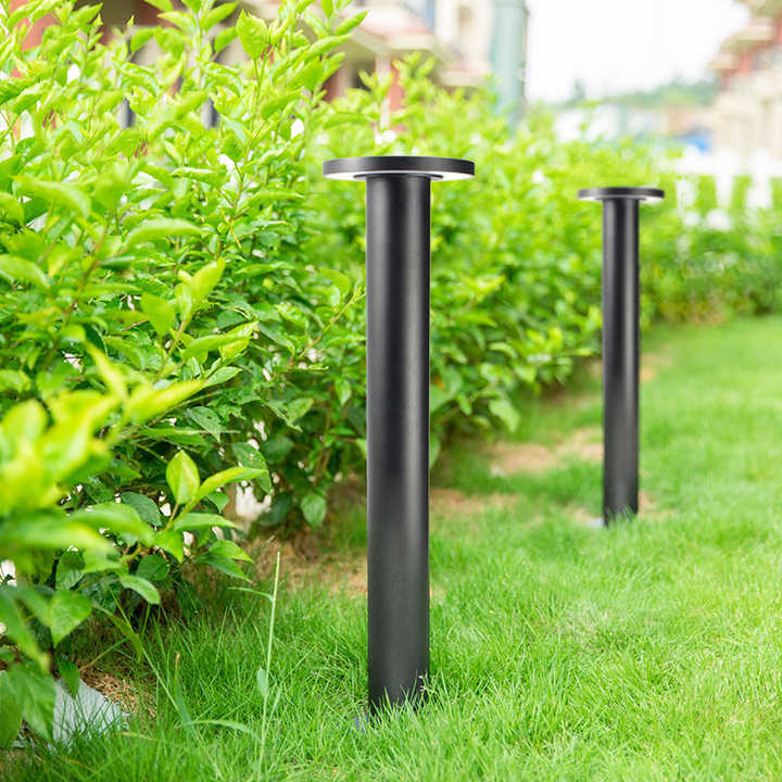 10W Aluminum Outdoor Bollard Light LED IP65 Landscape Waterproof Pathway Round Front Yard Lawn ...