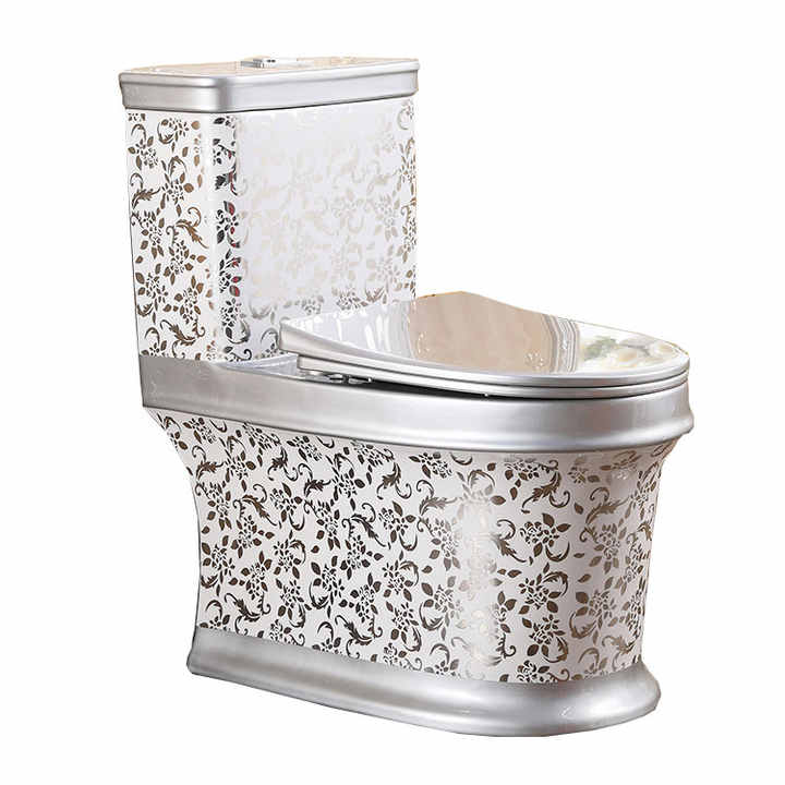 India New Design Bathroom Ceramic Siphonic Silver Flower Wc Toilets ...