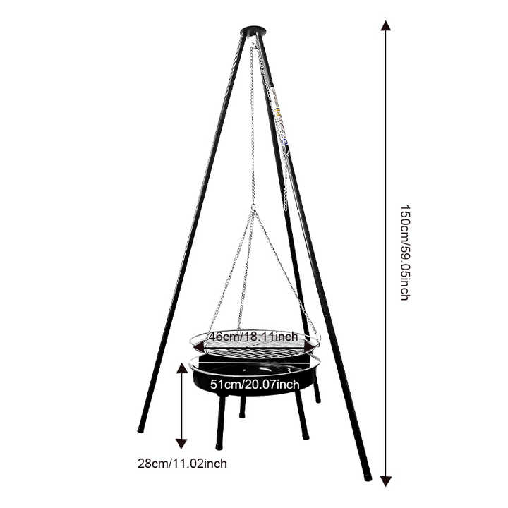 Hanging Swing Charcoal & Wood-Fired Barbecue Grill for Outdoor Parties ...
