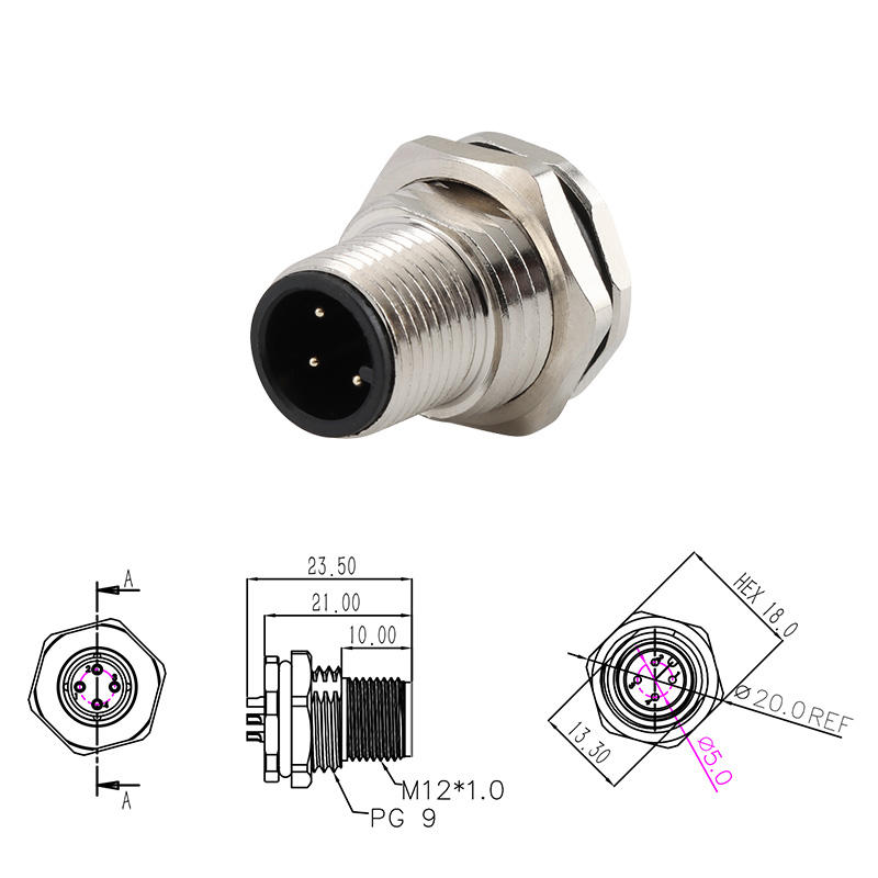 Custom M12 Brass Aviation Plug 2-12 Pin IP67 Waterproof Power Socket ...