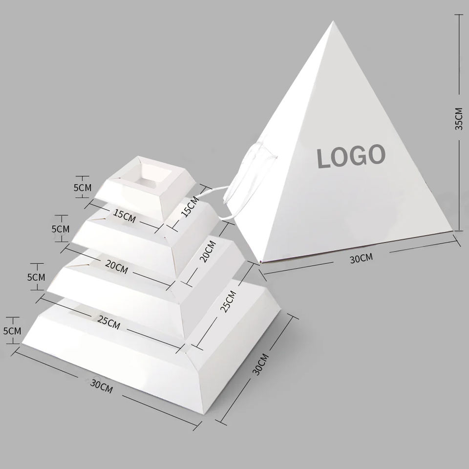 Luxury Colorful Ribbon Candy Pyramid Wedding Shaped Box