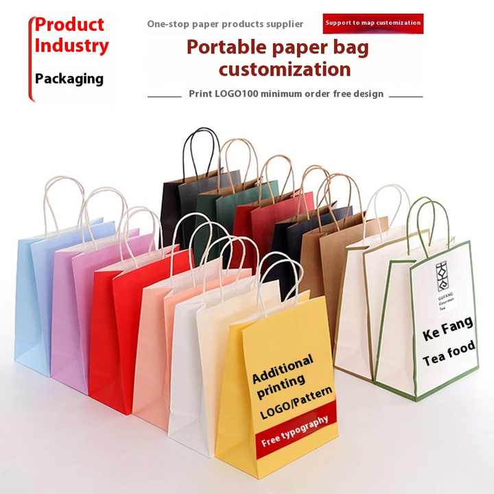 Custom Kraft Handmade Silk Screen Offset Logo Tote Bag Paper Bags for ...