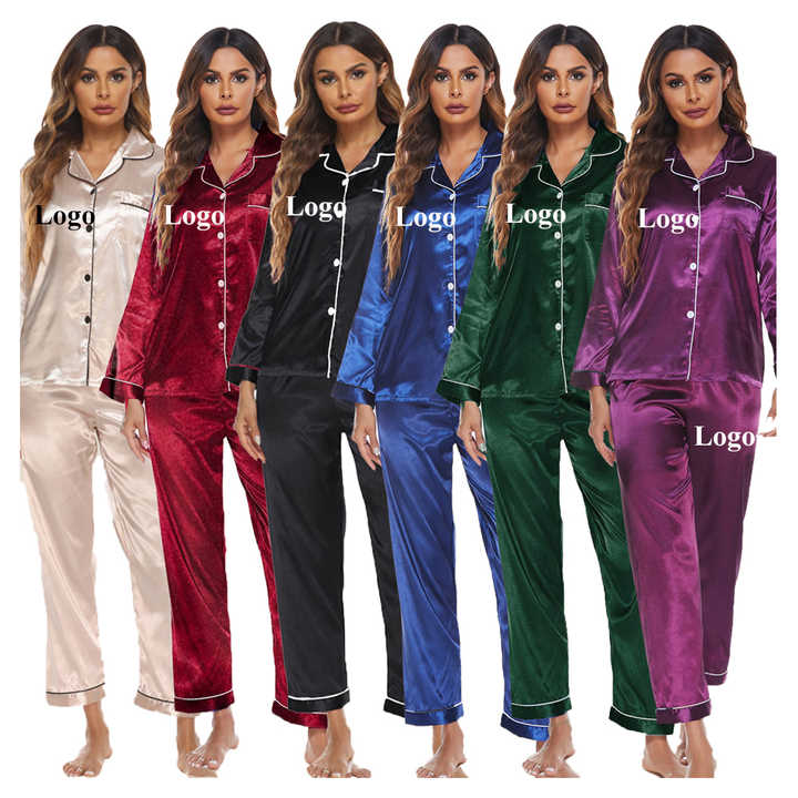 Custom Luxury Adult Pyjama Femme Pyjamas Silk Satin Womens Winter ...