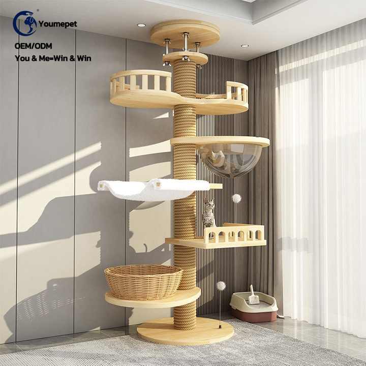 Modern Eco-friendly Multi-Level Large Cat Tower Solid Wood Floor-to ...