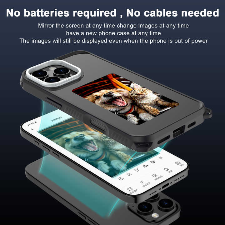 Luxury NFC E Ink Screen Display PC Phone Case for Iphone 16 Pro Max