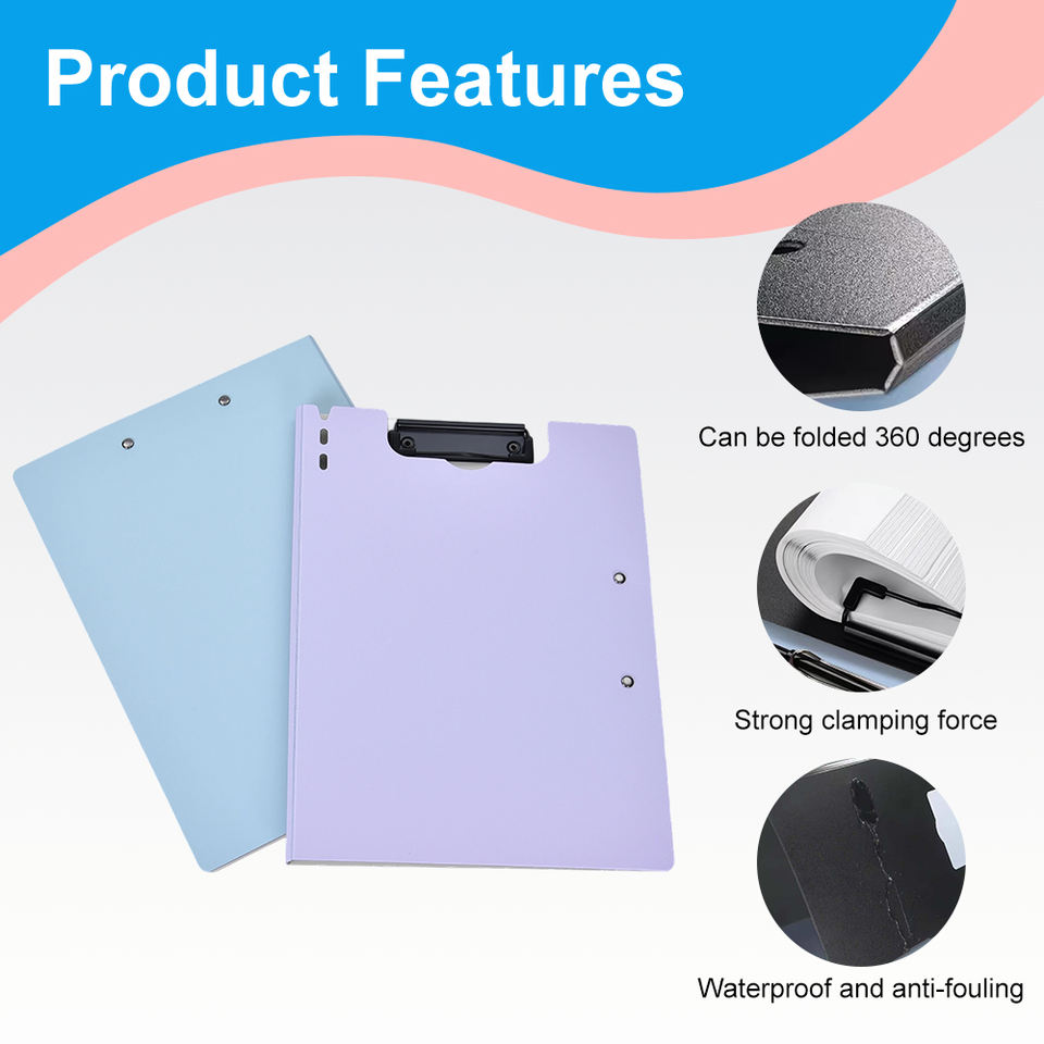A4 Foldable Clip Board PP Double Sided Clipboard With Pocket Board Clip ...