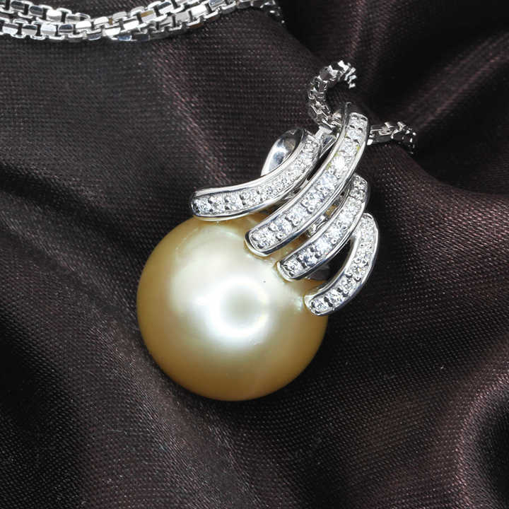Custom 18K Gold Plated Zircon Champagne Pearls Pendants Necklace for Women'S Jewelry 925 ...
