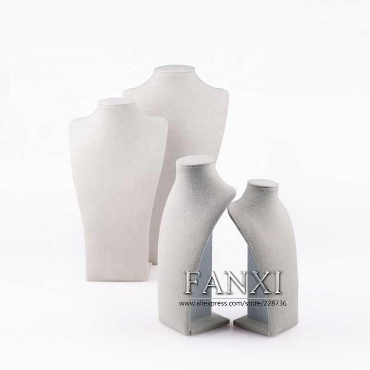 FANXI China Supplier Beige MDF Wooden Jewelry Display B Busts