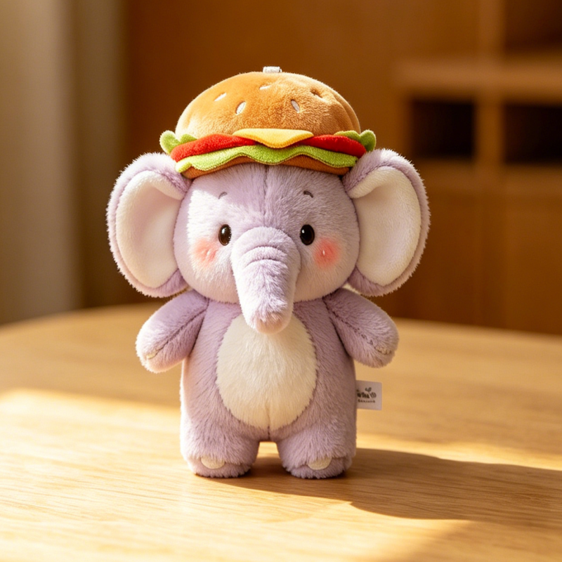 Customize Burger Hat Elephant Plush Doll Decoration Soft Material Plush ...